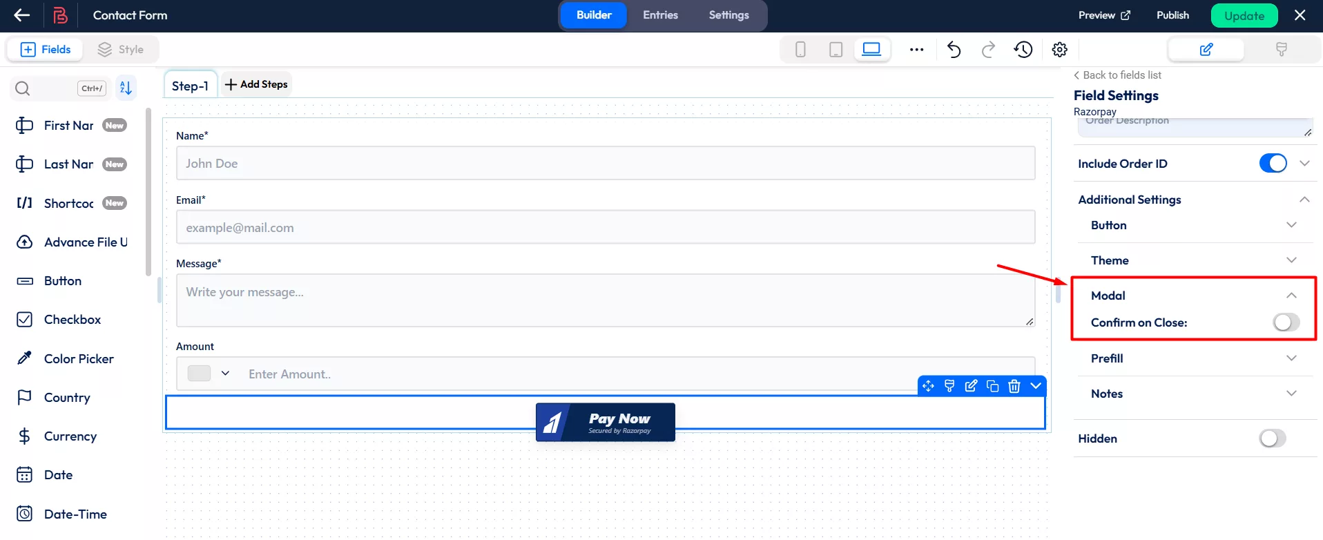 Razorpay Payment Field - Bit Form
