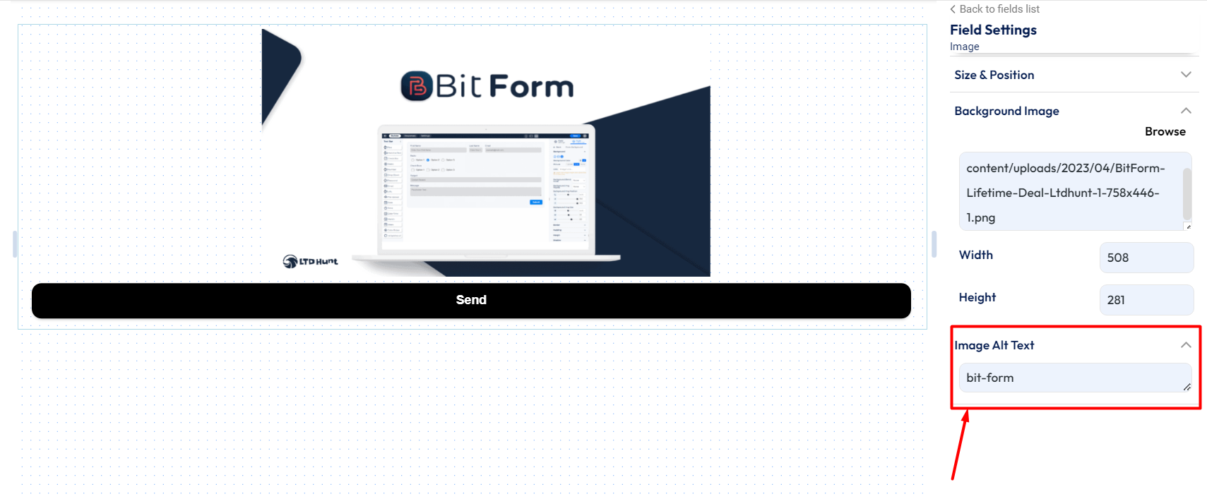Image Field Setup In Bit Form - Bit Form
