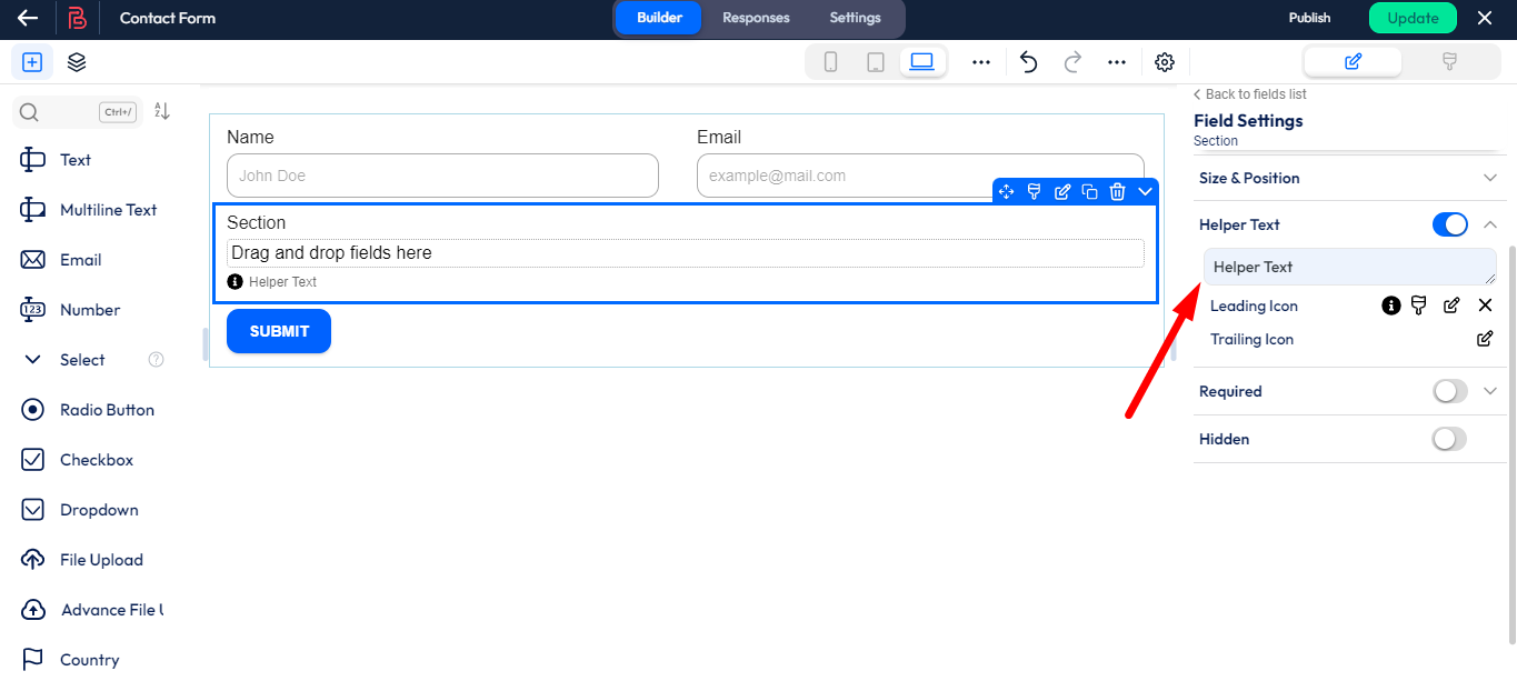 Section Field Setup In Bit Form - Bit Form