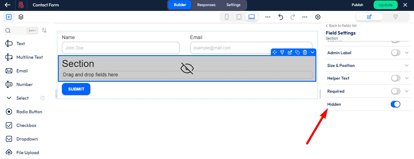 Section Field Setup In Bit Form - Bit Form