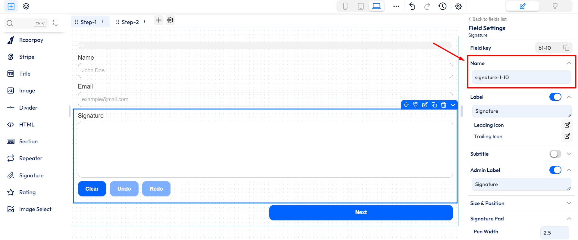Signature Field - Bit Form