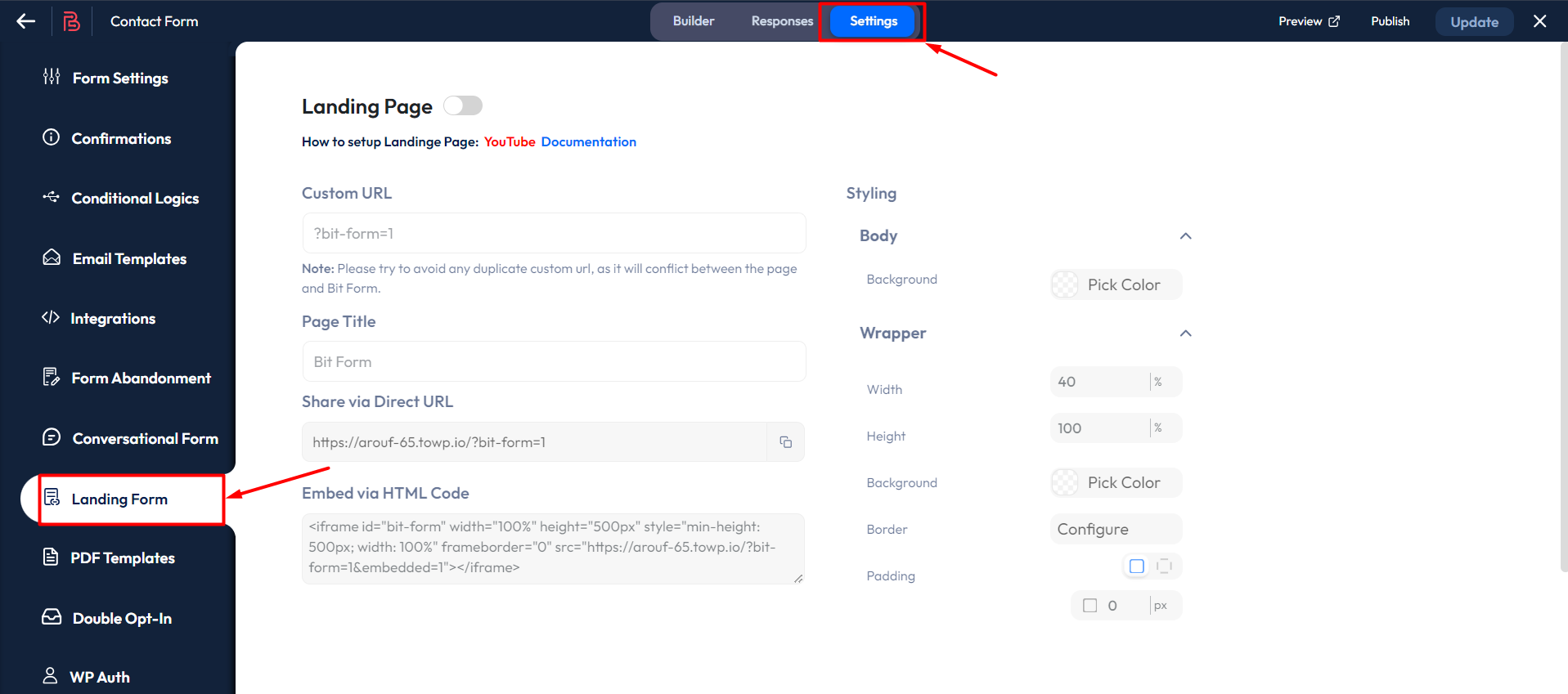 Landing Page - Bit Form