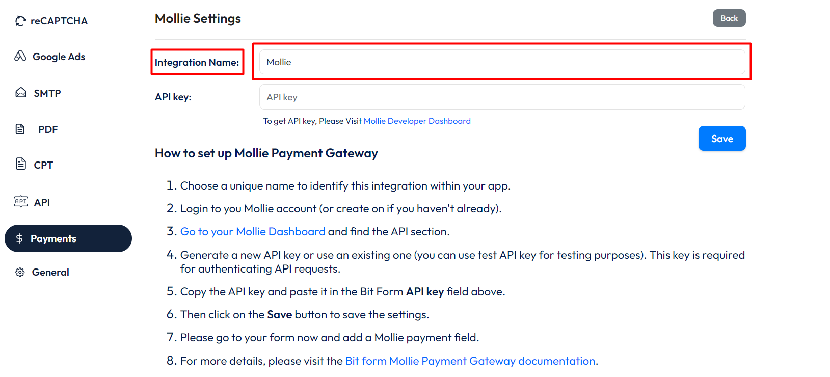 Mollie Payment Field - Bit Form
