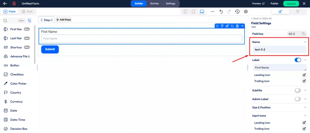 First Name Field - Bit Form